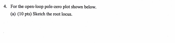 Solved 4. For the open-loop pole-zero plot shown below. (a) | Chegg.com