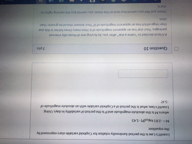 Solved Leavitt's Law is the period-luminosity relation for | Chegg.com