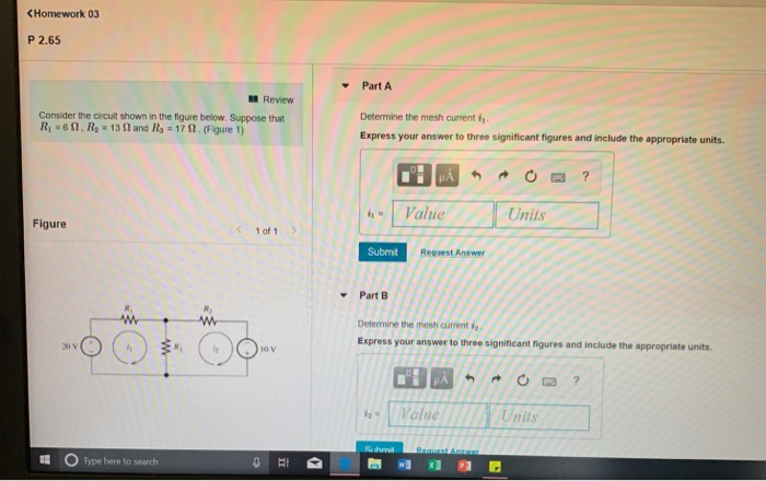 Solved Homework 03 P 2.65 Part A Review Determine the mesh | Chegg.com