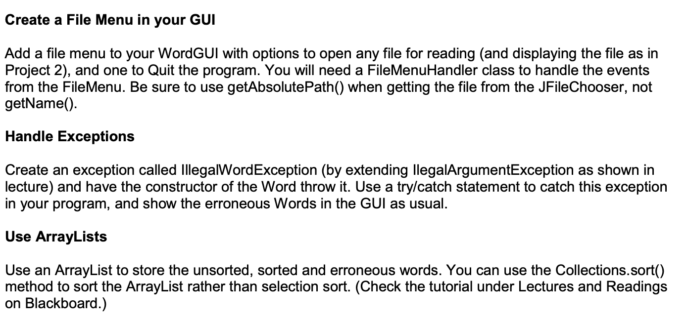 Create a File Menu in your GUI Add a file menu to | Chegg.com