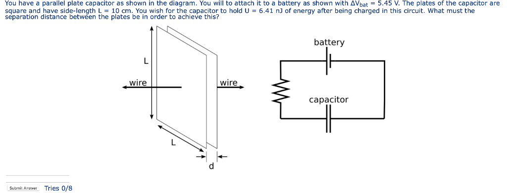 Solved You have a parallel plate capacitor as shown in the | Chegg.com