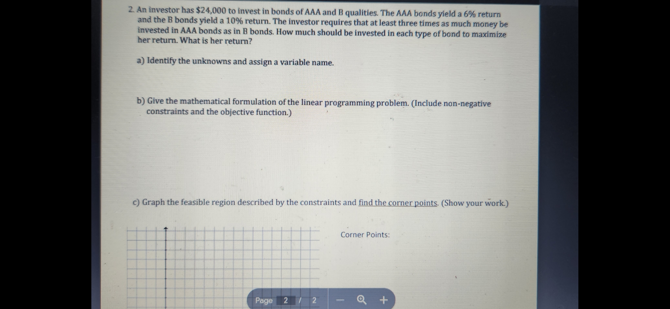 Solved 2. An investor has $24,000 to invest in bonds of AAA | Chegg.com