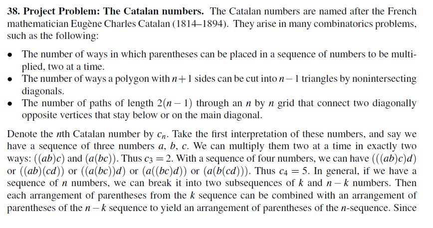 38. Project Problem: The Catalan numbers. The Catalan | Chegg.com