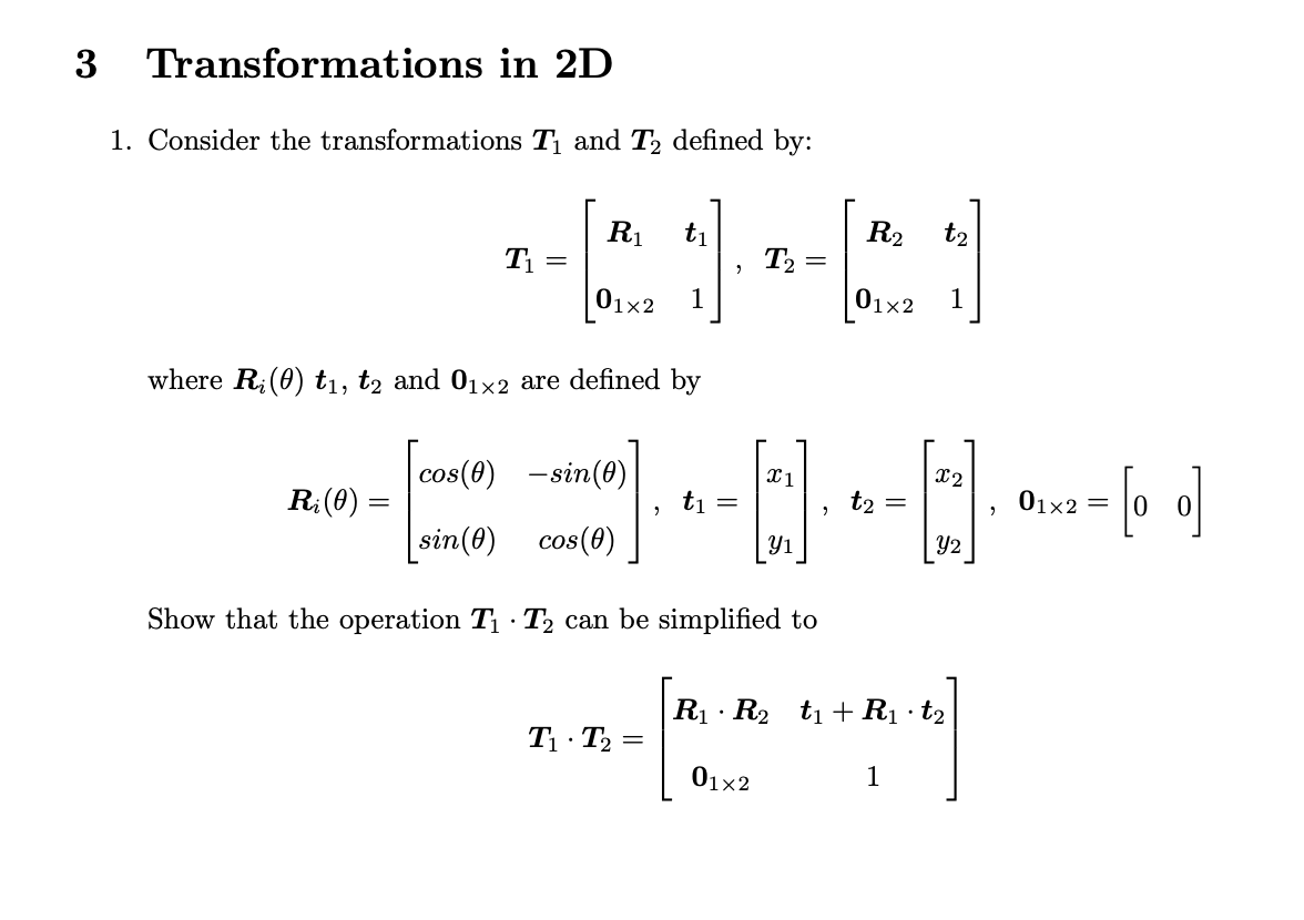 Solved 3 Transformations in 2D 1. Consider the | Chegg.com