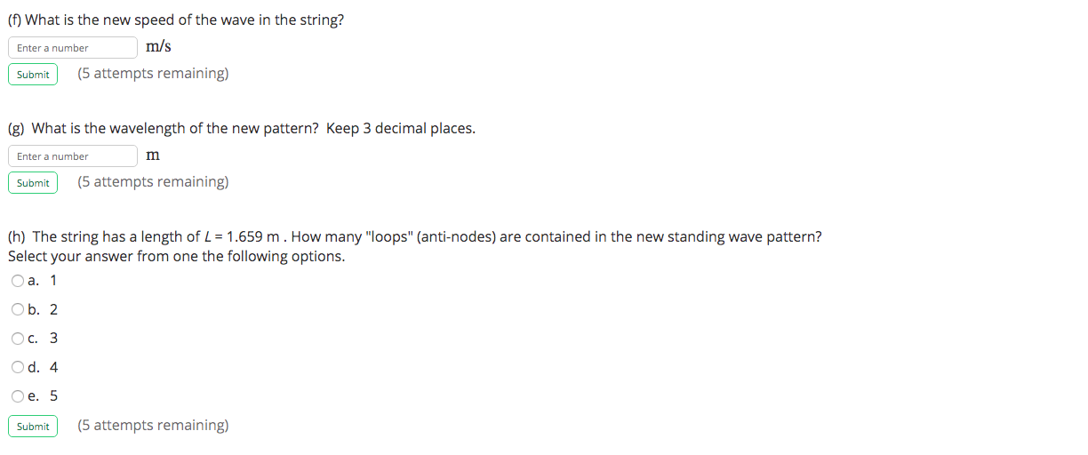 Solved Standing Waves on a string: fixed frequency, variable | Chegg.com