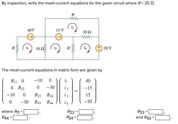Solved By inspection, write the mesh-current equations for | Chegg.com