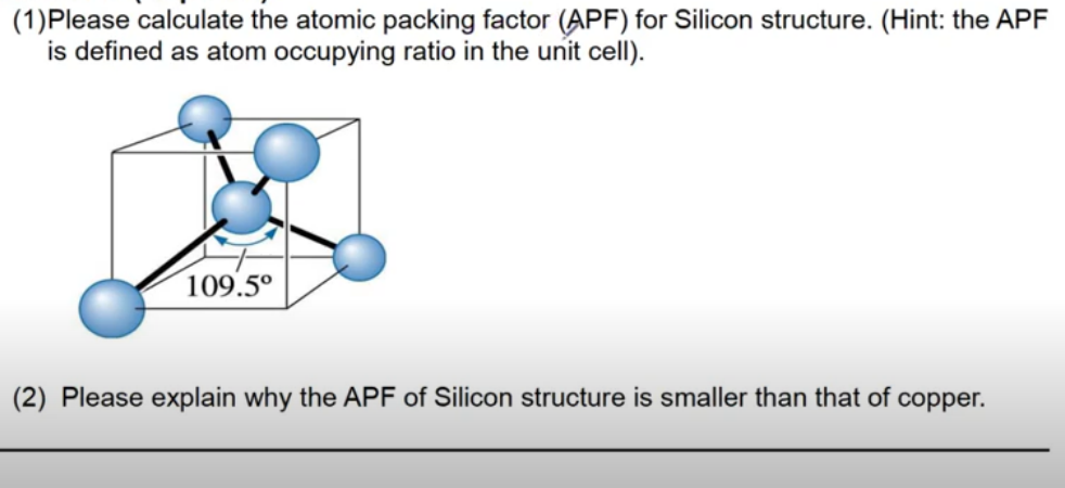 Solved 1 Please Calculate The Atomic Packing Factor Apf