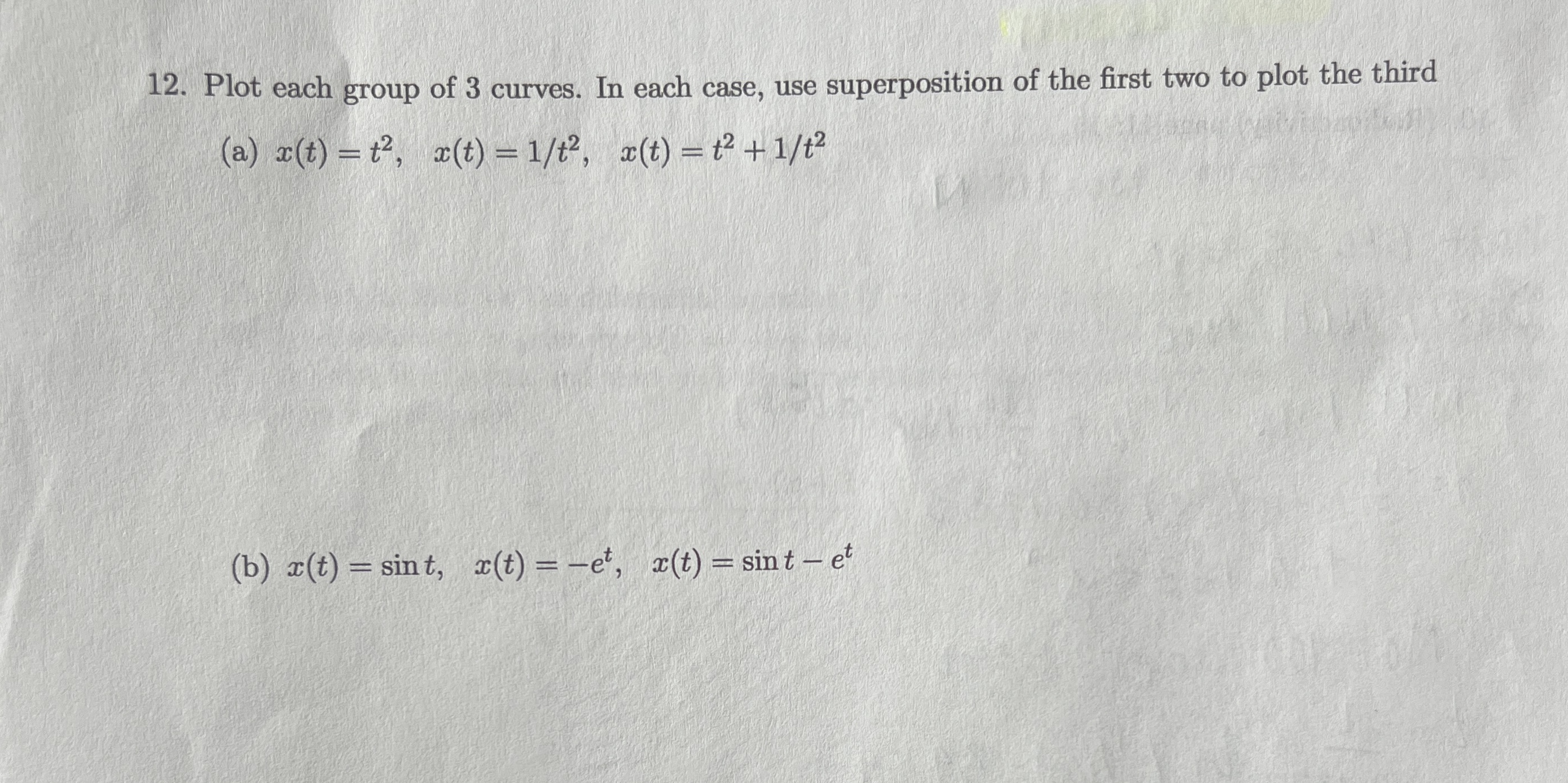 Solved Plot Each Group Of 3 curves In Each Case Use