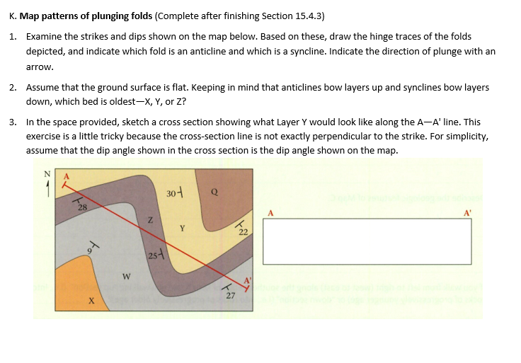 Solved K. Map patterns of plunging folds (Complete after | Chegg.com