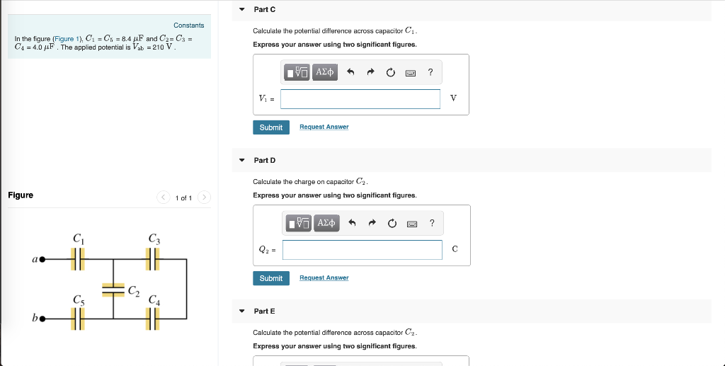 Solved In the figure (Figure 1), C1 = C5 = 8.4 μF and C2= C3 | Chegg.com