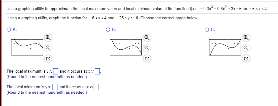 Solved Use a graphing utility to approximate the local | Chegg.com