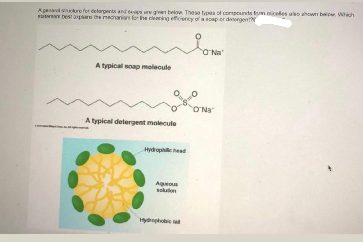Solved A general structure for detergents and soaps are | Chegg.com