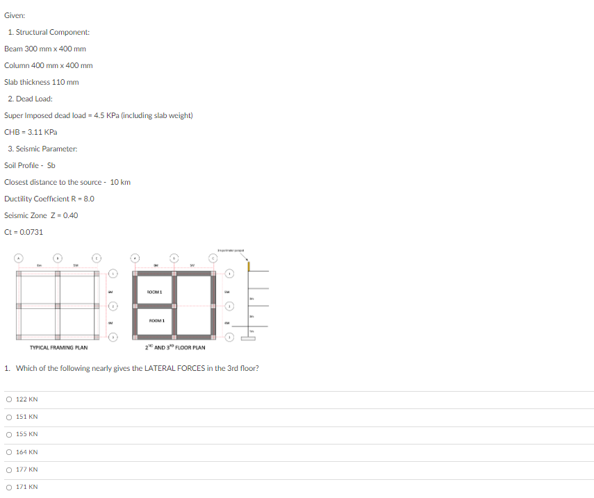 Given: 1. Structural Component: Beam 300 mm x 400 mm | Chegg.com