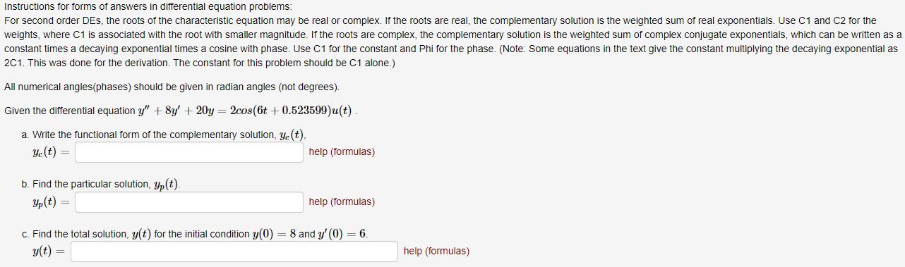 Solved Instructions for forms of answers in differential | Chegg.com