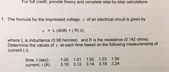 Solved The formula for the impressed voltage, epsilon of an | Chegg.com