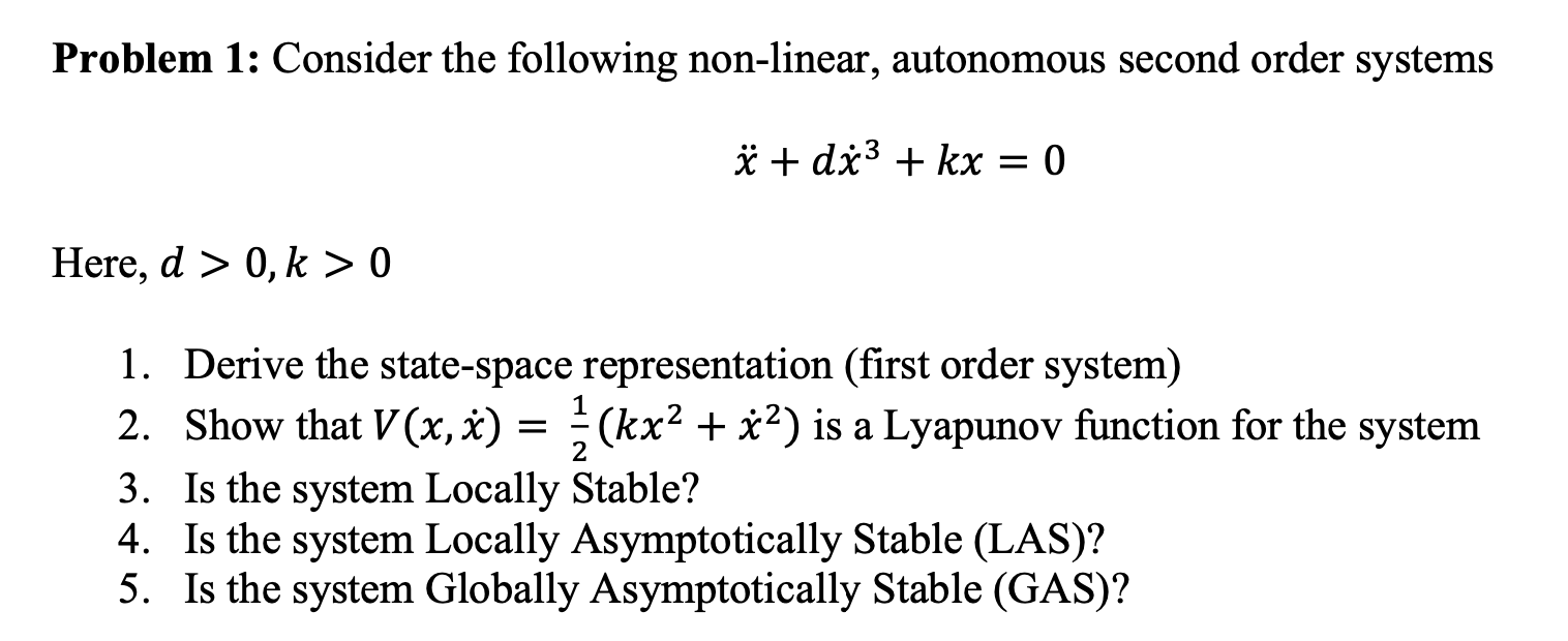 Solved Problem 1: Consider the following non-linear, | Chegg.com