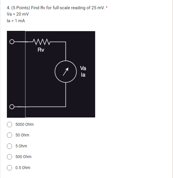 Solved 4. (5 Points) Find Rv for full-scale reading of 25mV. | Chegg.com