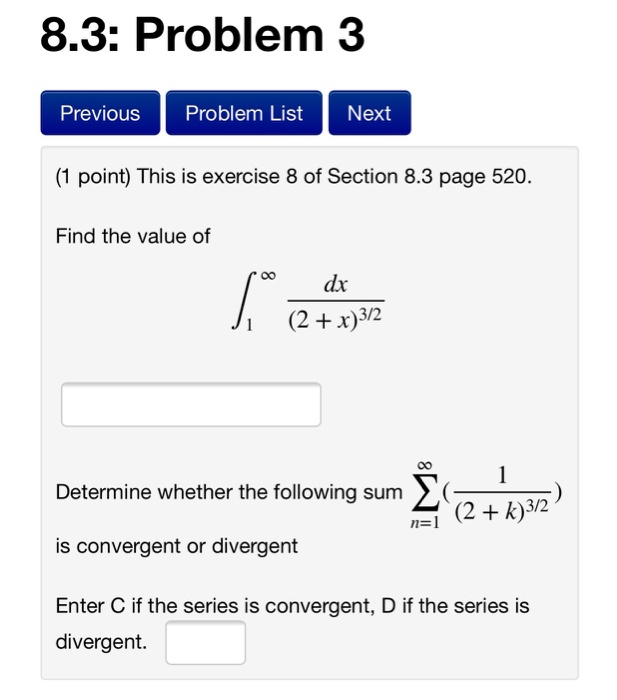 Solved 8.3: Problem 3 Previous Problem List Next (1 point) | Chegg.com