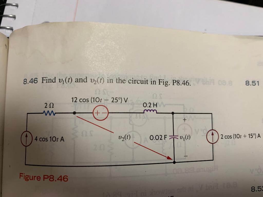 Solved 8.46 Find v1(t) and v2(t) in the circuit in Fig. | Chegg.com