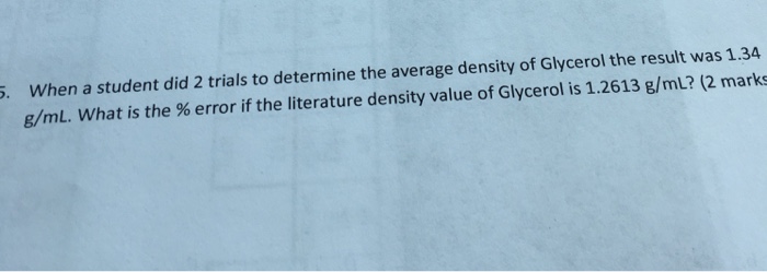 Solved When a student did 2 trials to determine the average | Chegg.com