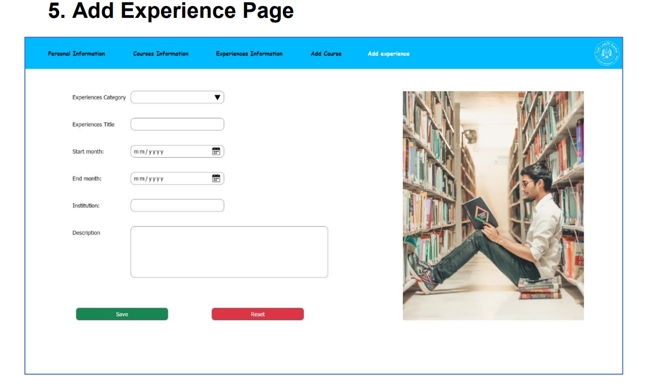 Solved 5. Add Experience Page Personal Information Courses | Chegg.com