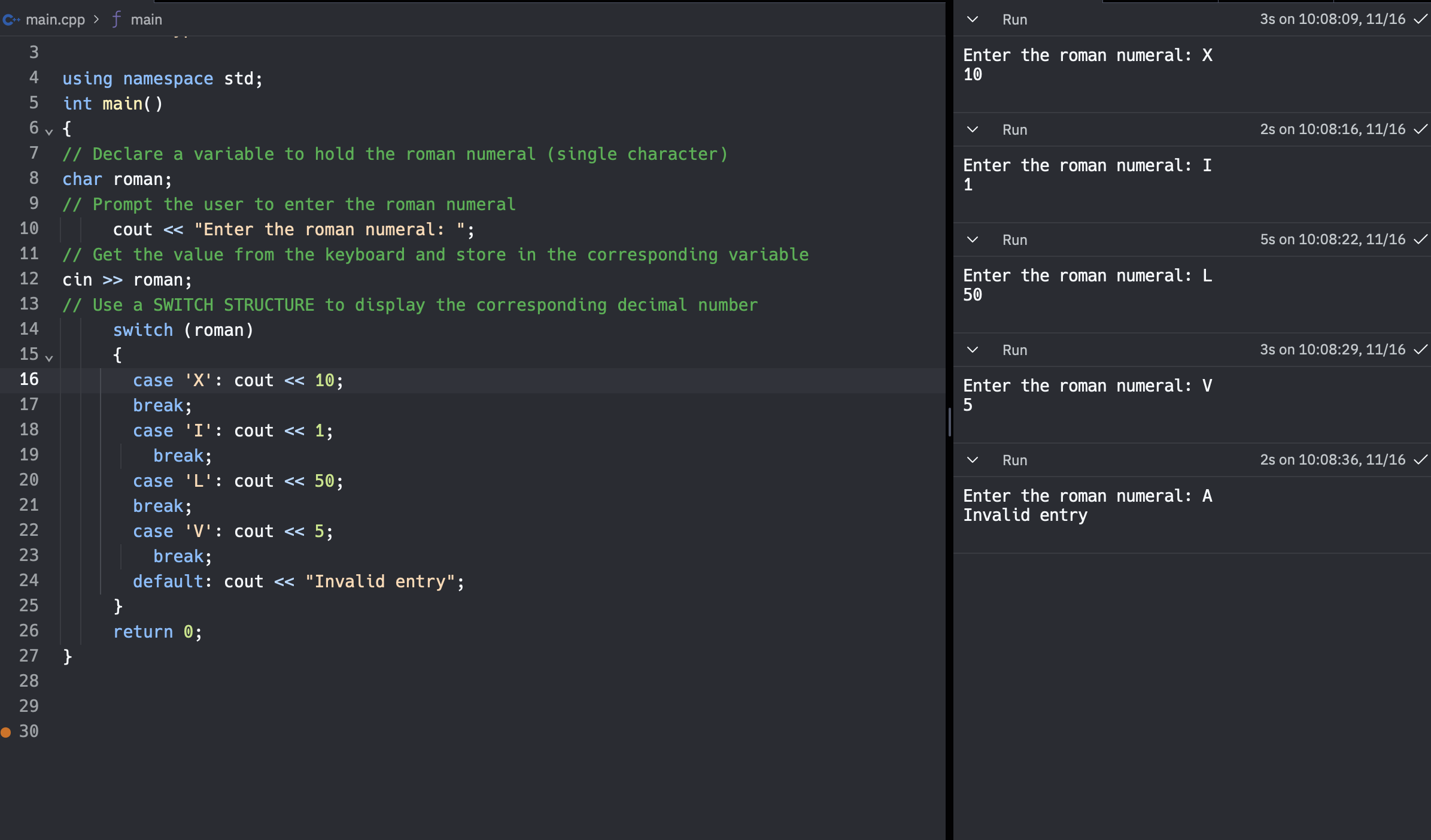 Solved 5)You need to convert a single digit Roman numeral to | Chegg.com