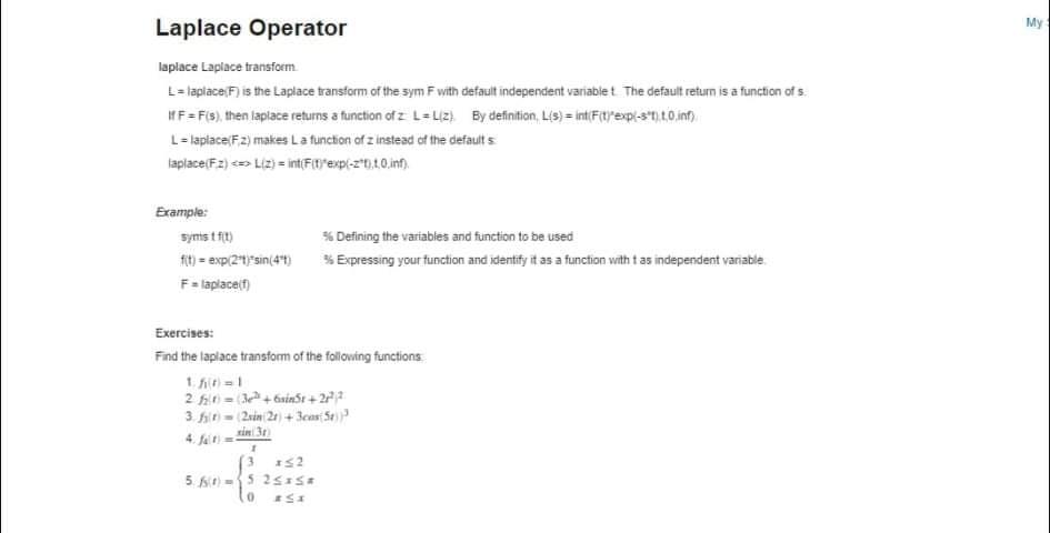 Solved My Laplace Operator Laplace Laplace transform | Chegg.com