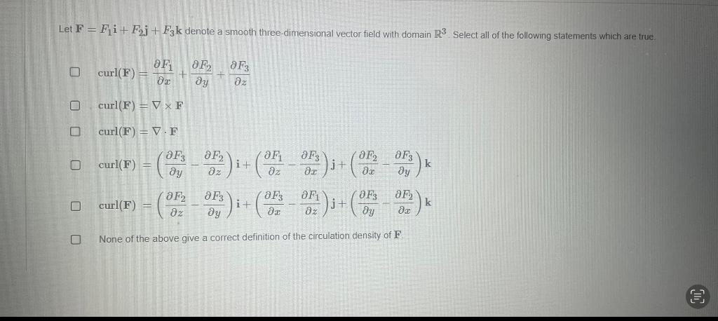 Solved Let F=F1i+F2j+F3k denote a smooth three-dimensional | Chegg.com
