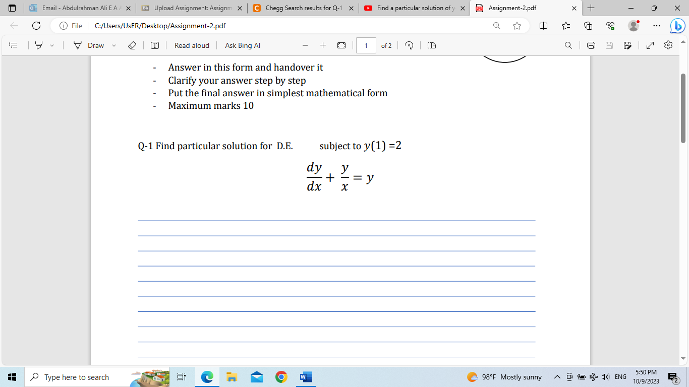 Solved - Answer in this form and handover it - Clarify your | Chegg.com