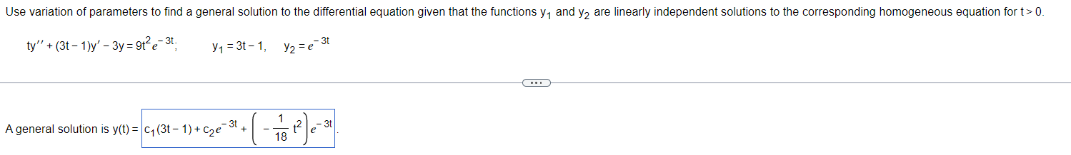 Solved Jse variation of parameters to find a general | Chegg.com