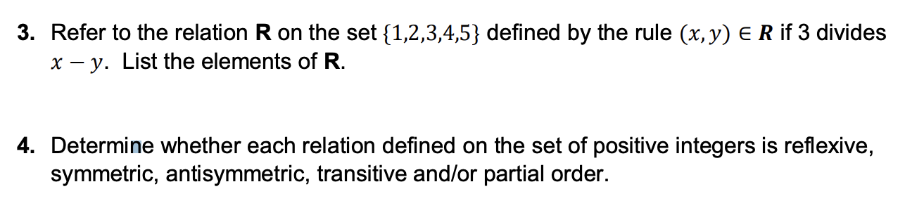 Solved 3. Refer to the relation R on the set {1,2,3,4,5} | Chegg.com