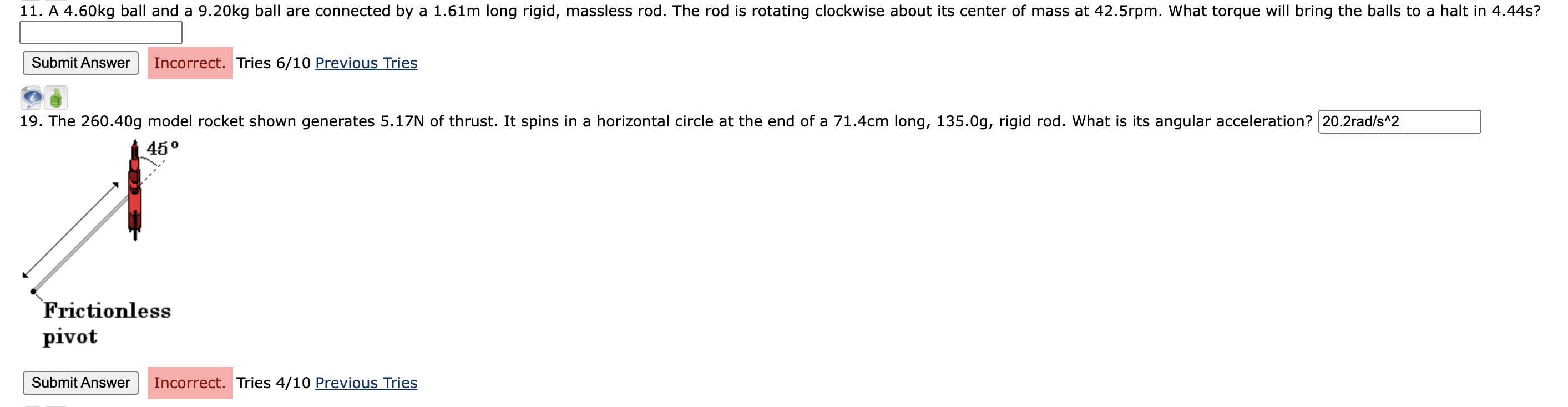 Solved Tries 6/10 Previous Tries 19. The 260.40 g model | Chegg.com
