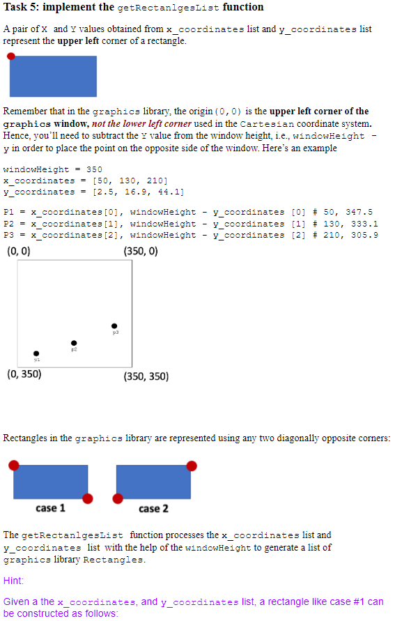 Solved Task 5: implement the getRectanlgesList function A | Chegg.com