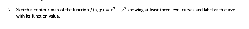Solved 2. Sketch a contour map of the function f(x,y)=x3−y3 | Chegg.com