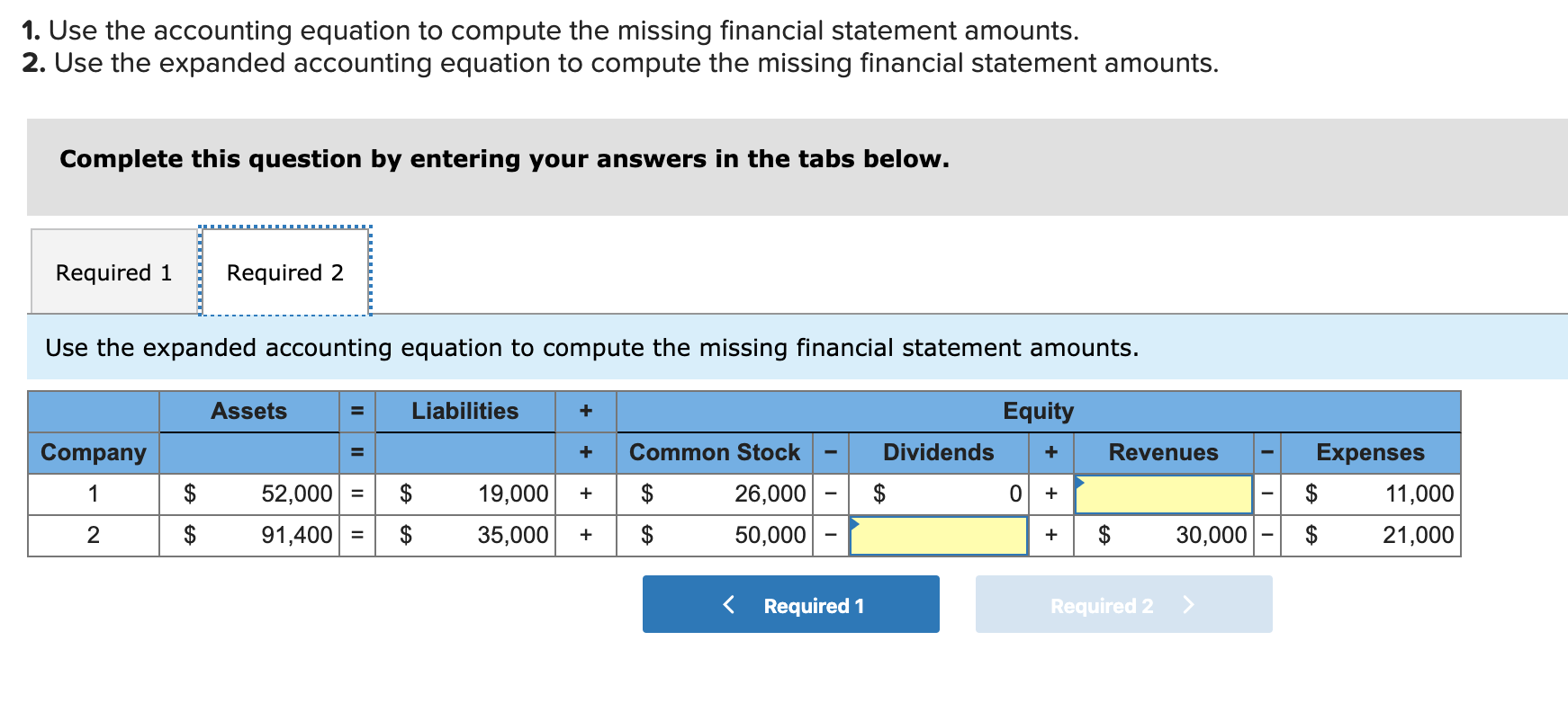 Solved 1 Use The Accounting Equation To Compute The Missing Chegg