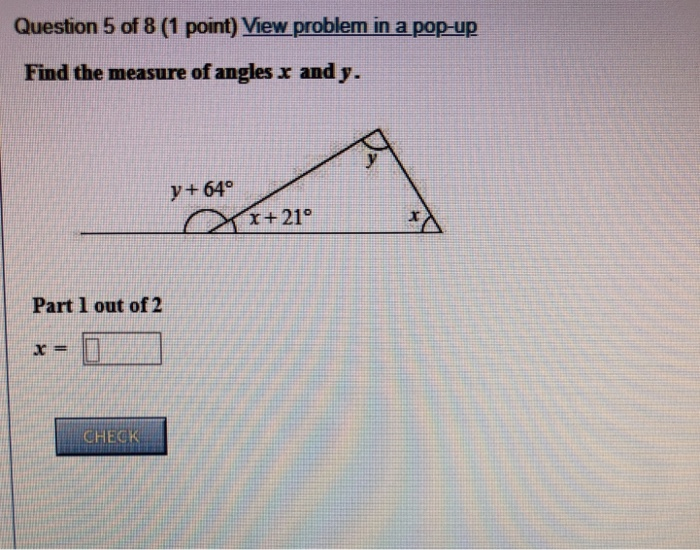 Solved Question 5 of 8 (1 point) View problem in a pop-up | Chegg.com