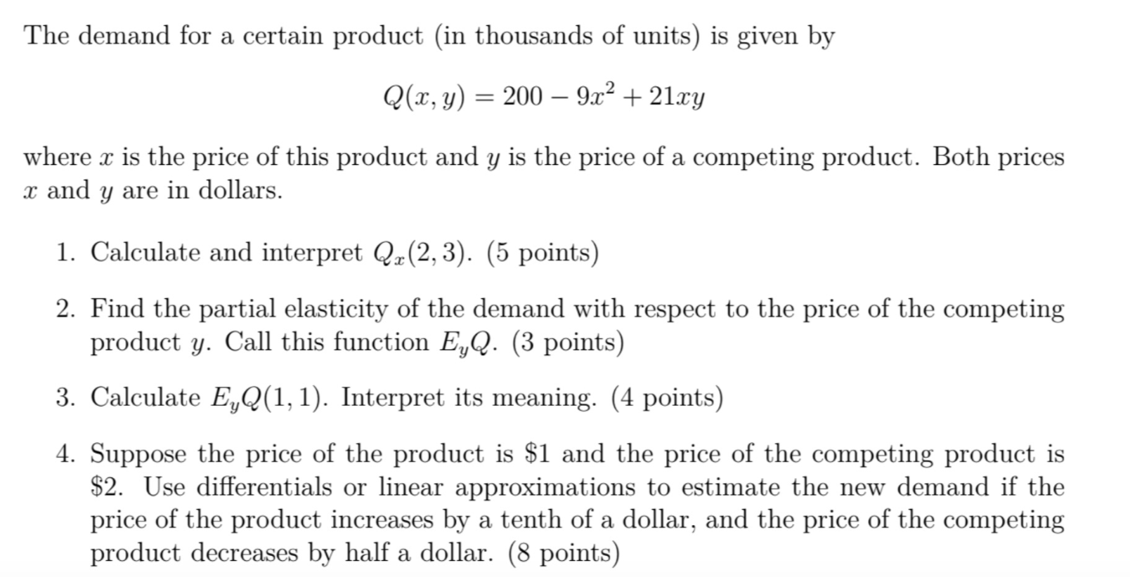 Solved The demand for a certain product (in thousands of | Chegg.com