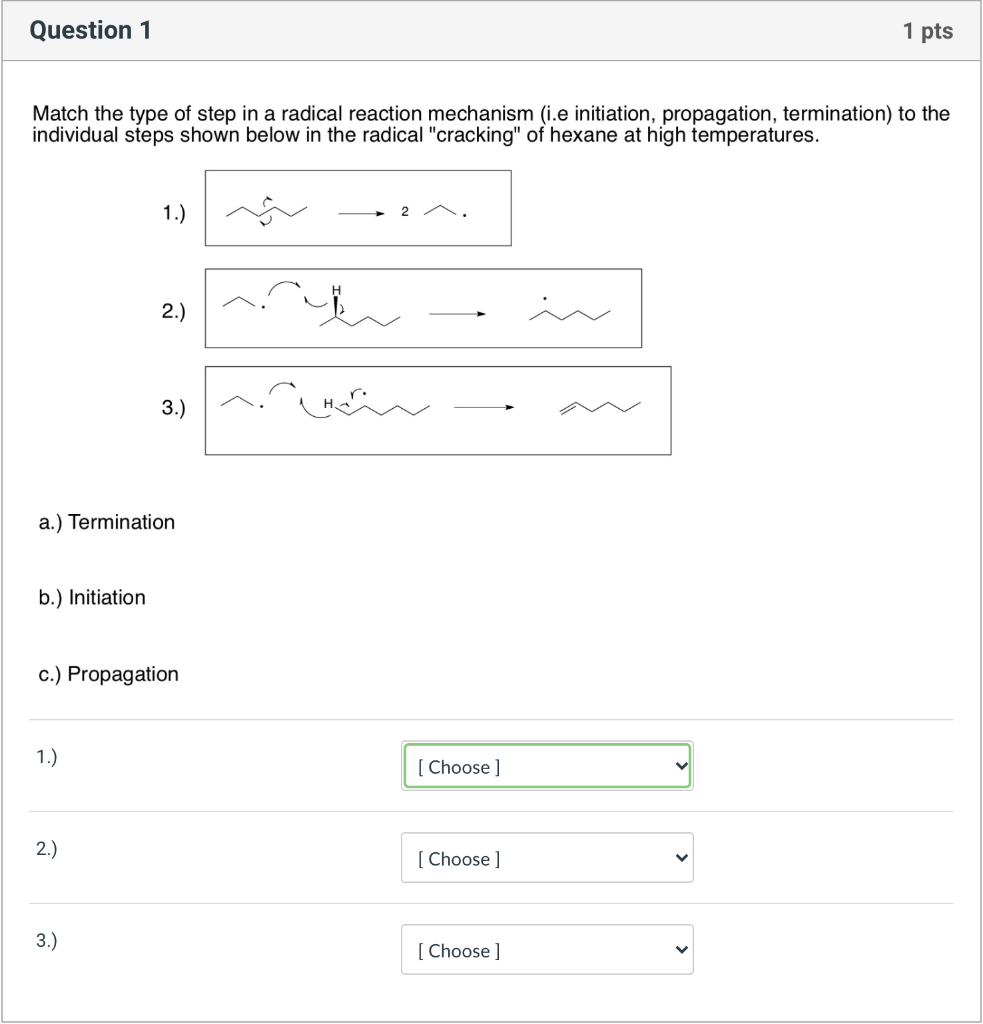 Solved Question 1 1 pts Match the type of step in a radical | Chegg.com