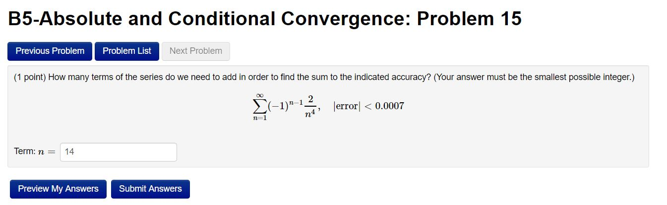 Solved B5-Absolute and Conditional Convergence: Problem 15 | Chegg.com