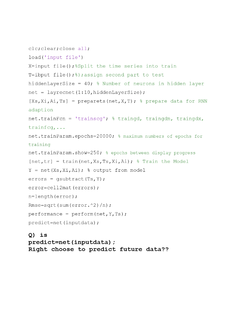 Solved clc;clear;close all; load('input file') X=input | Chegg.com