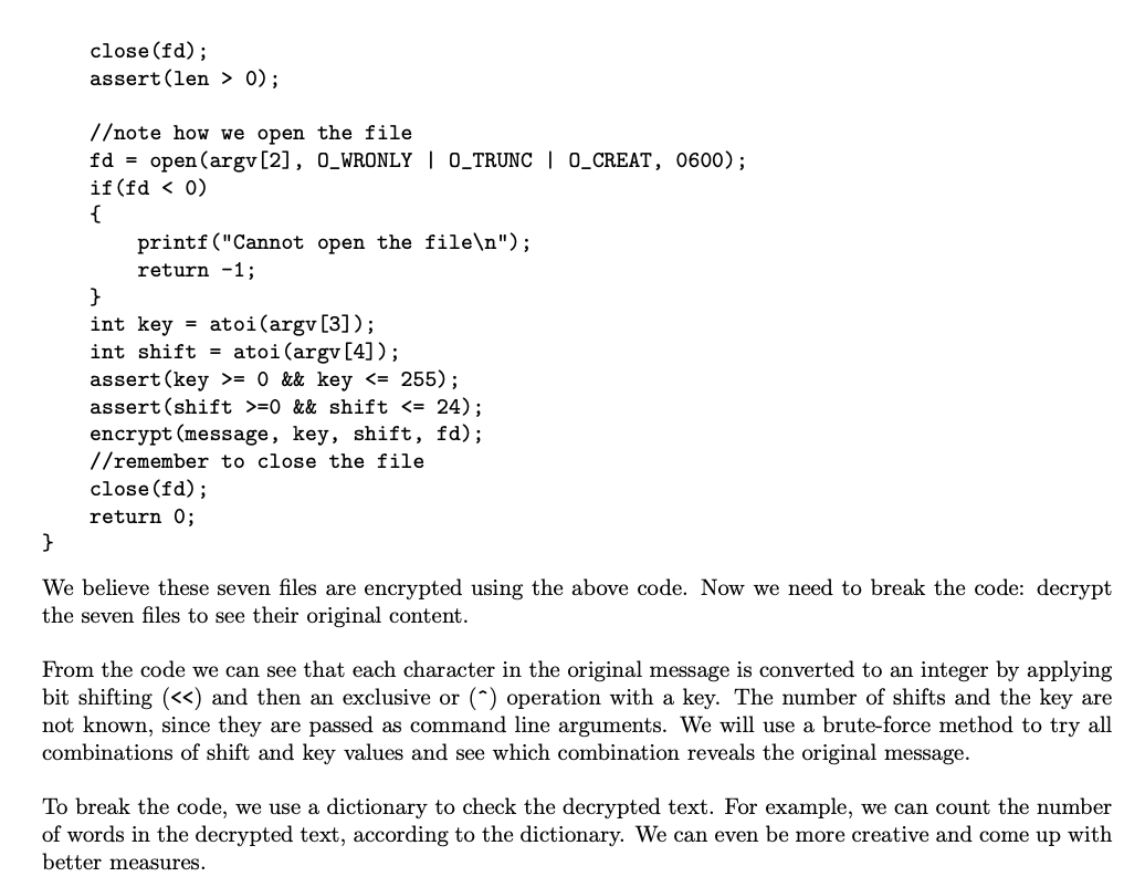 Exercise 1. (100 points) Breaking the code In a | Chegg.com