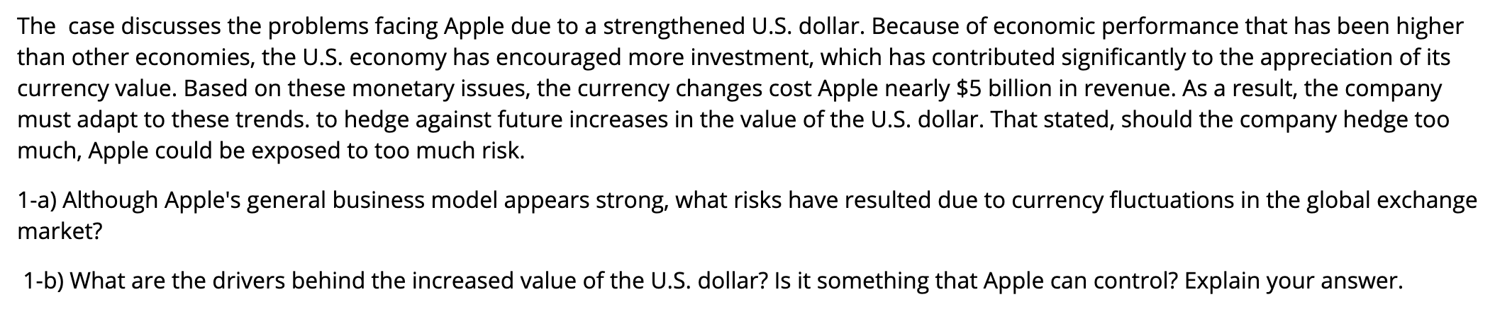 Solved The case discusses the problems facing Apple due to a | Chegg.com