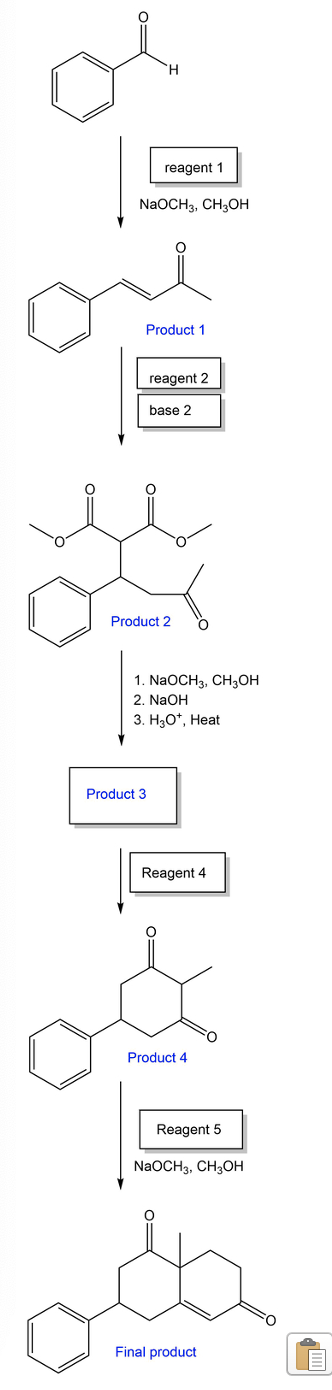 Solved reagent 1 NaOCH3, CH3OH Product 1 reagent 2 base 2 | Chegg.com