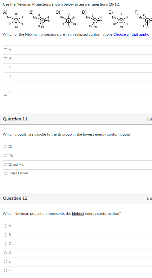 Solved Use the Newman Projections shown below to answer | Chegg.com