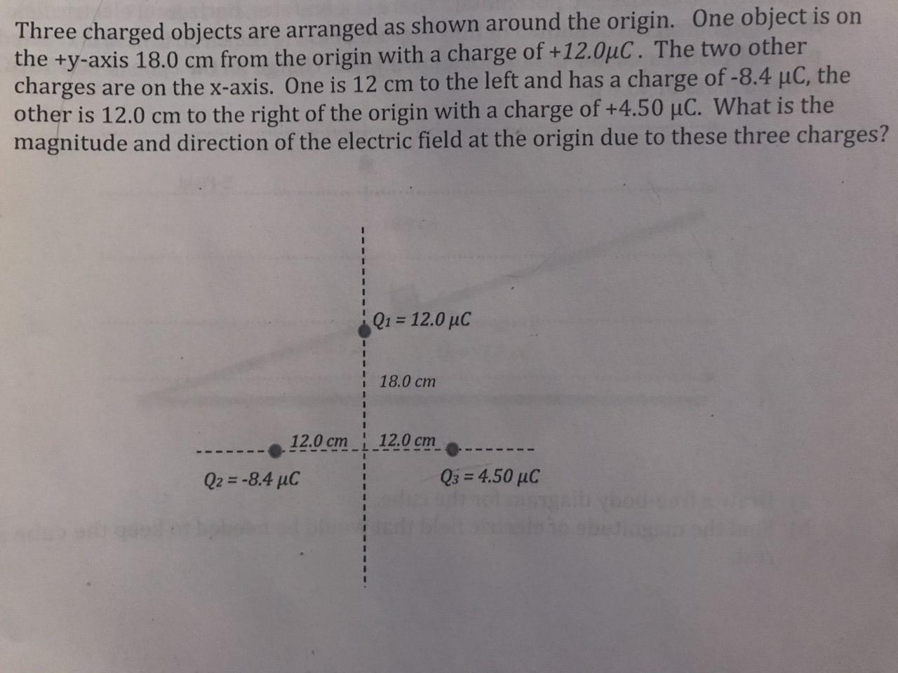 Solved + Three charged objects are arranged as shown around | Chegg.com