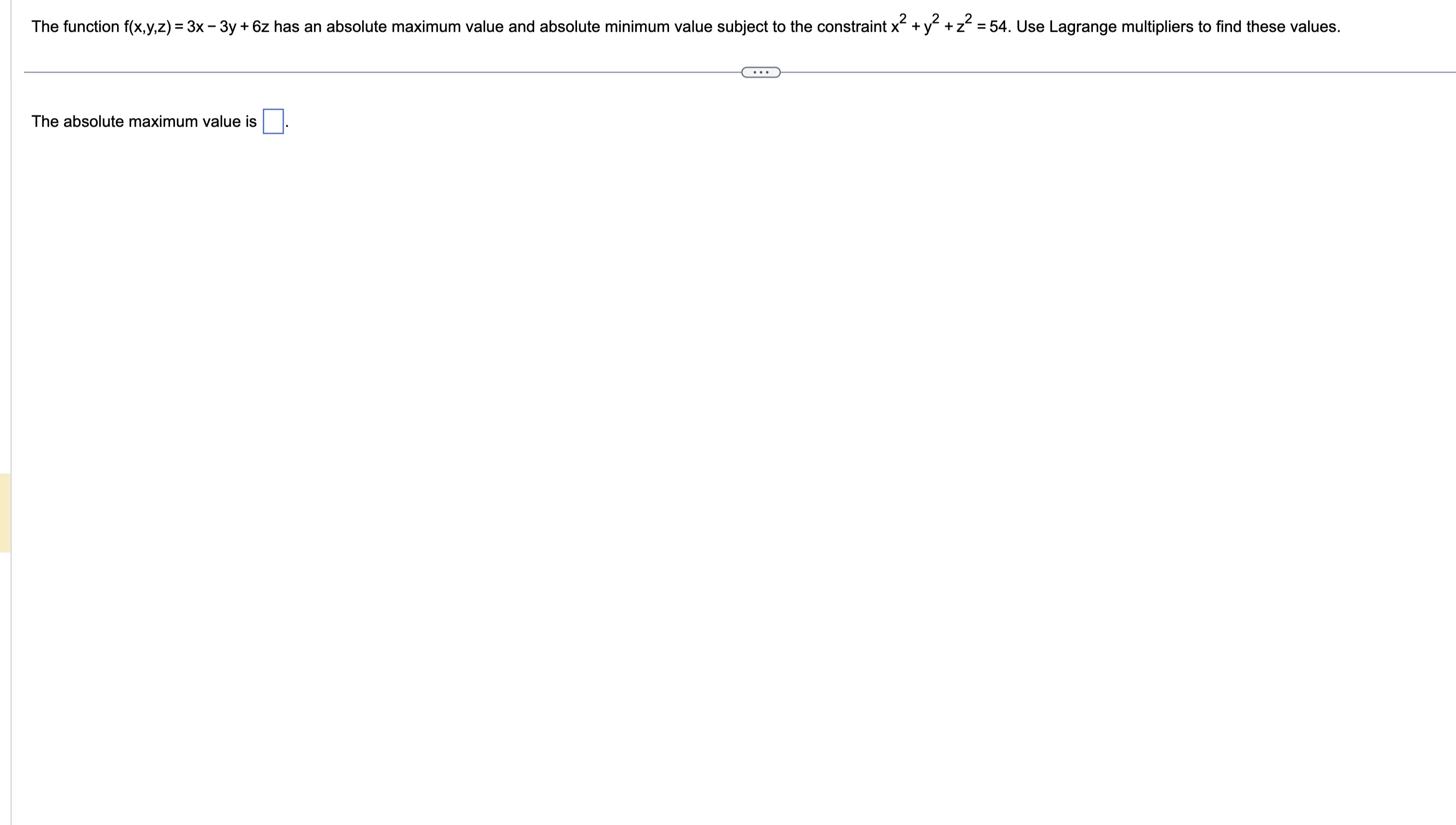 Solved The Function F X Y Z 3x−3y 6z Has An Absolute