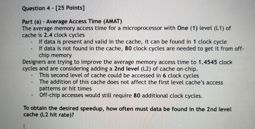 Solved Question 4 25 Points Part A Average Access 2110