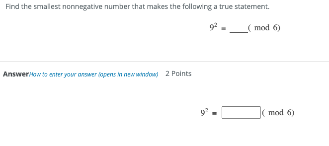 Solved Find the smallest nonnegative number that makes the | Chegg.com