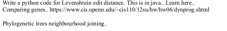Solved Write a python code for Levenshtein edit distance. | Chegg.com