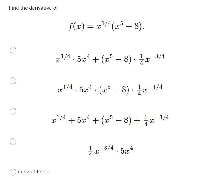 Solved Find the derivative of | Chegg.com